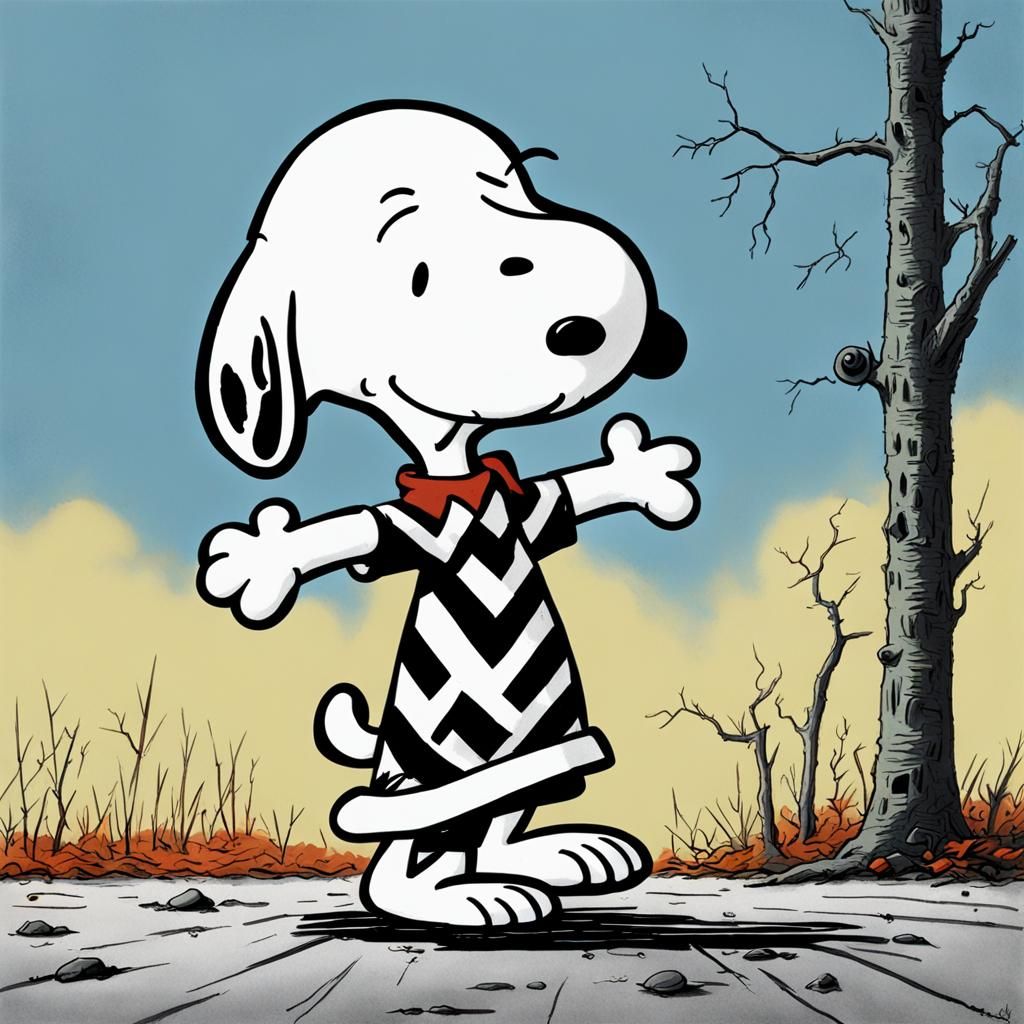 Snoopy went rabid and bit Charlie Brown, perfectly rendered surrealism ...