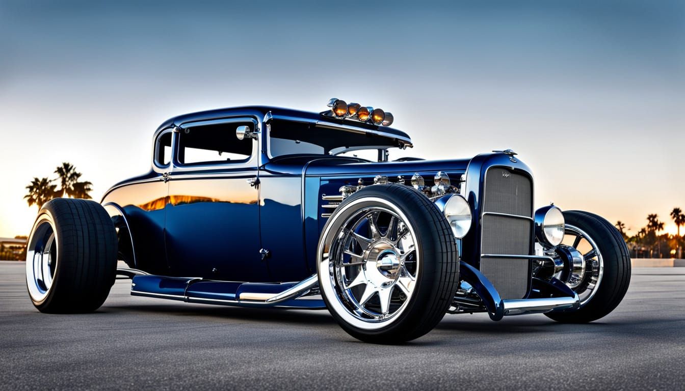 Speed Demon Ford Model A: Chrome Wheels and Side P... - AI Art