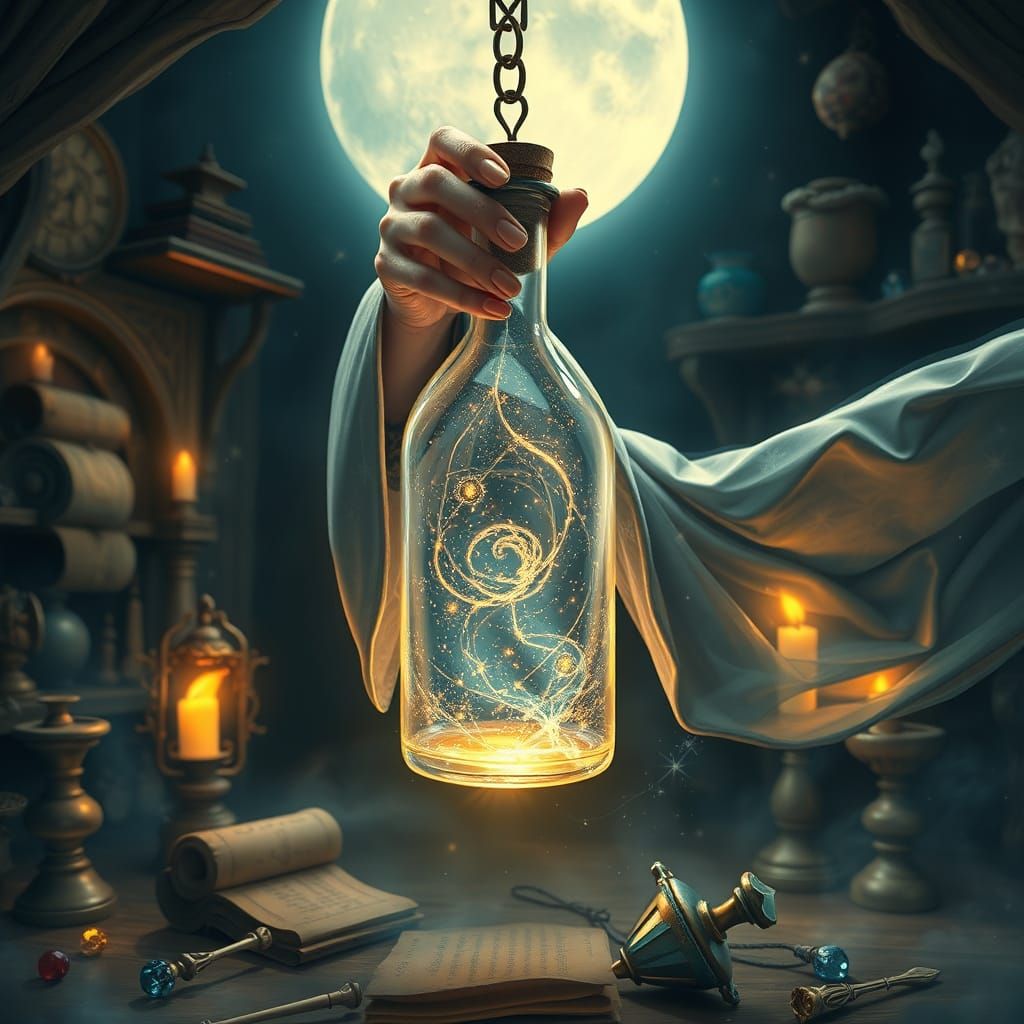 The Celestial Wish Potion "A delicate potion bottle made of crystal and ...