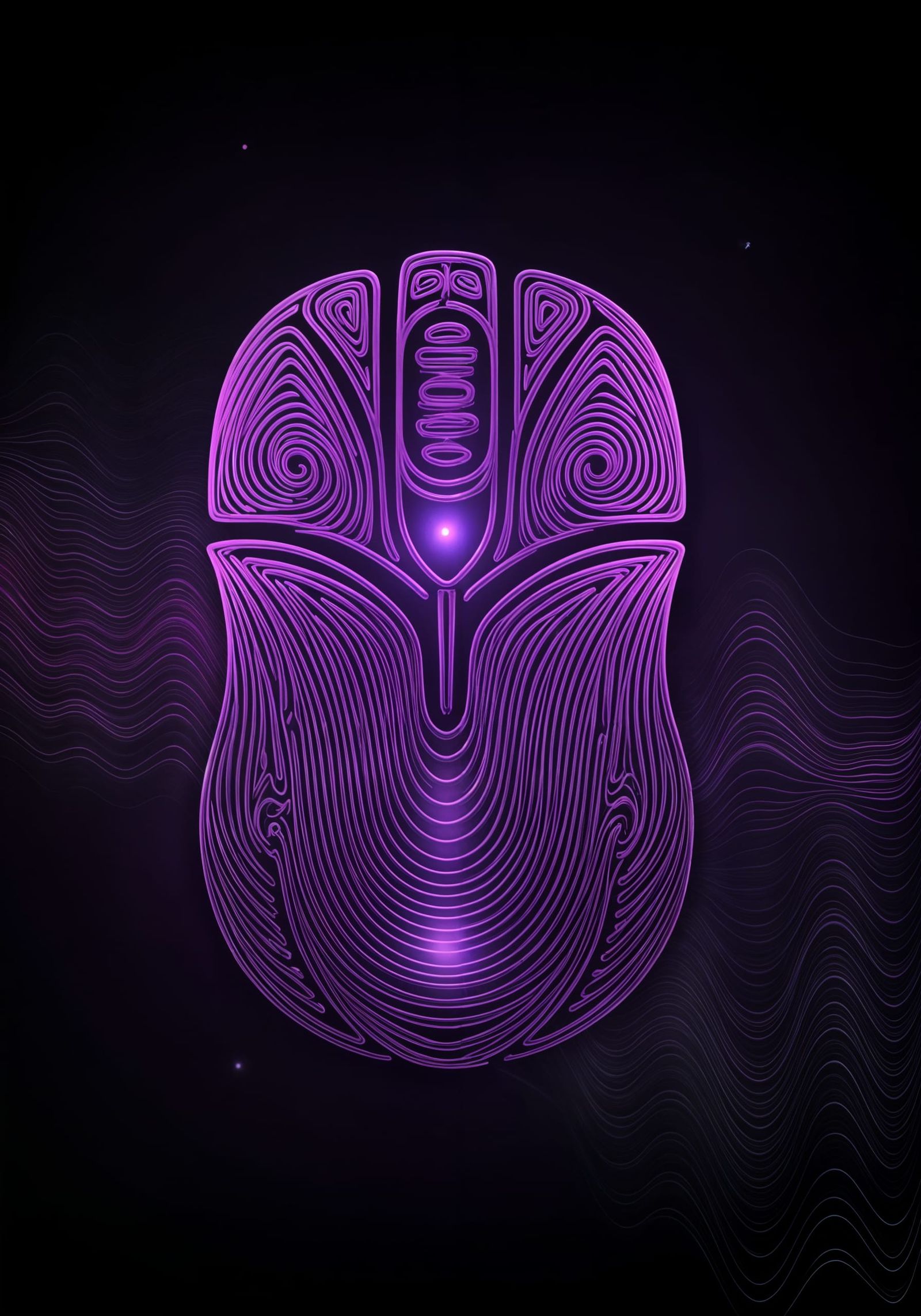 Ethereal Purple Mouse Sigil in Vibrant 3D - AI Art
