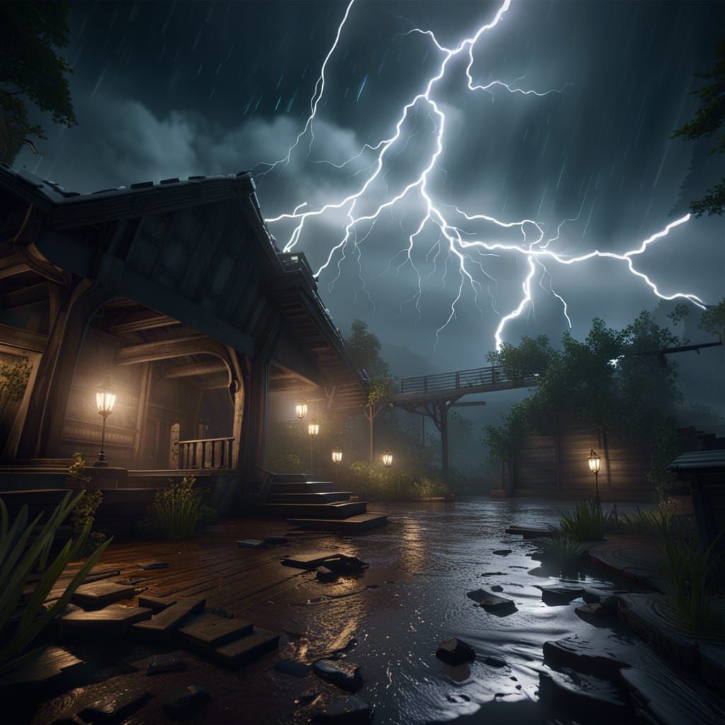 a massive lightning storm 3D Game Cinematic Feel, Epic 3D Videogame ...