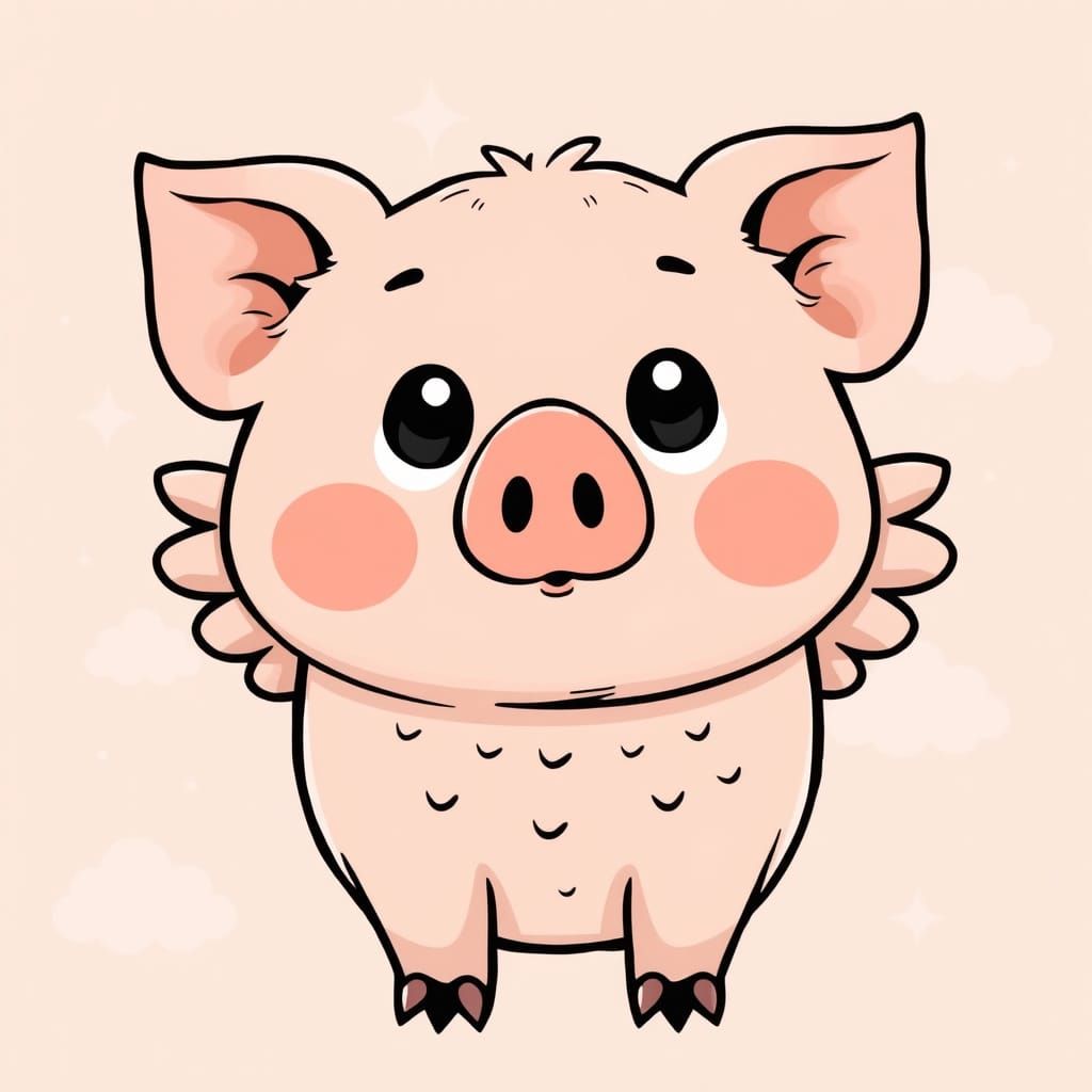 Whimsical Kawaii Pig Owl Hybrid in Pastel Colors - AI Art