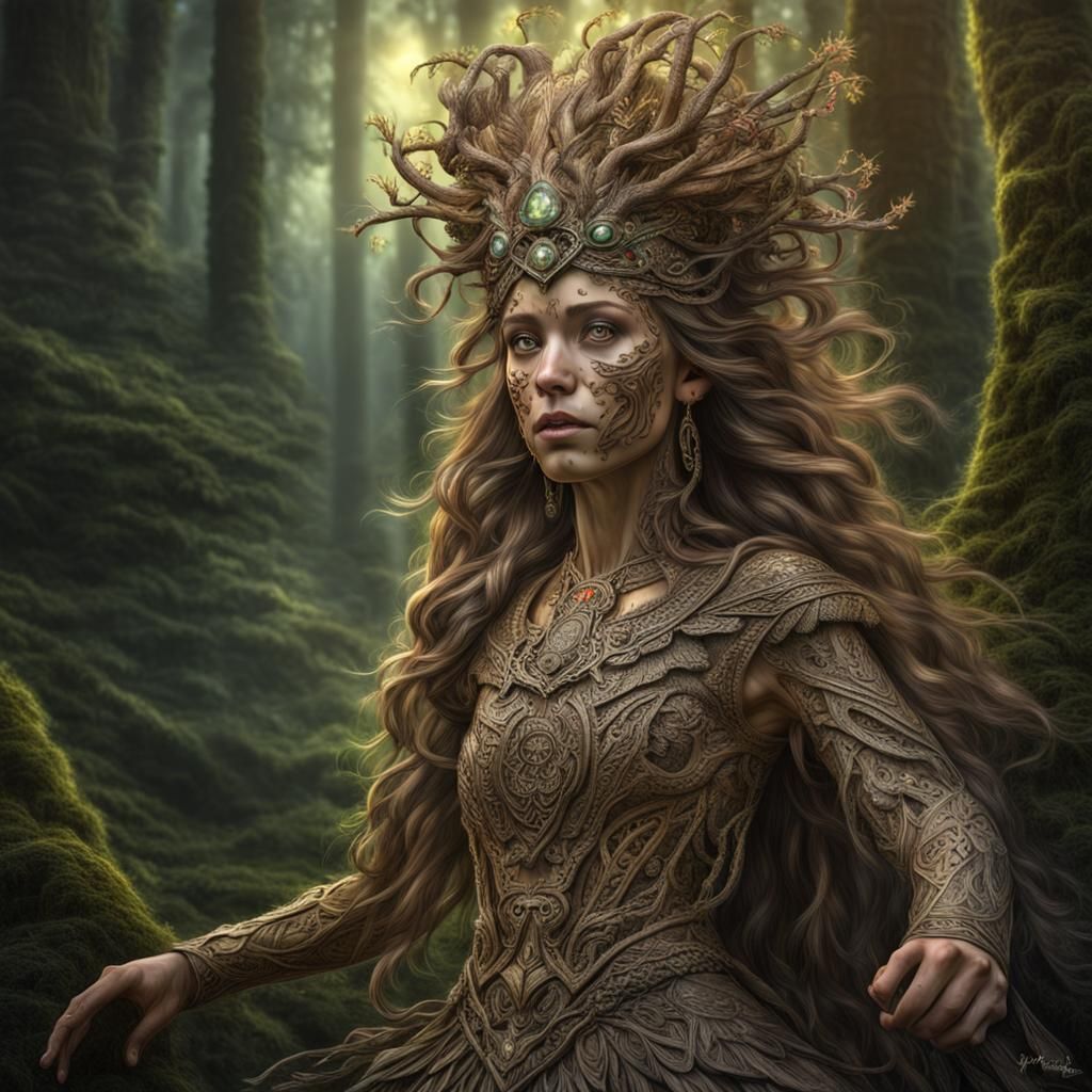 A beautiful young wood princess spirit coming from the powers of the ...