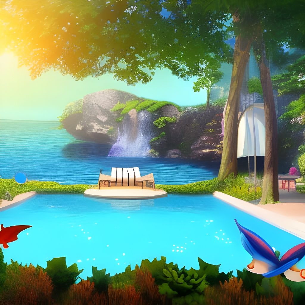 Summer pool - AI Generated Artwork - NightCafe Creator