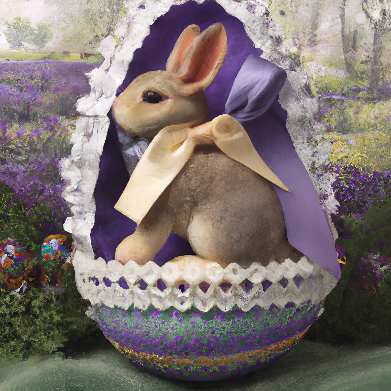 Bunny in Easter Egg - AI Generated Artwork - NightCafe Creator