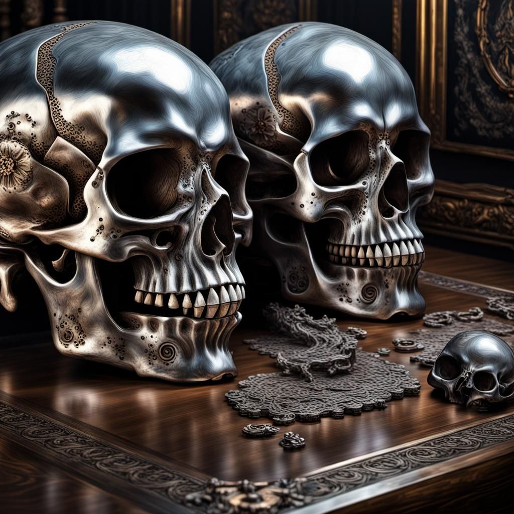 Metal8c scull couple - AI Generated Artwork - NightCafe Creator