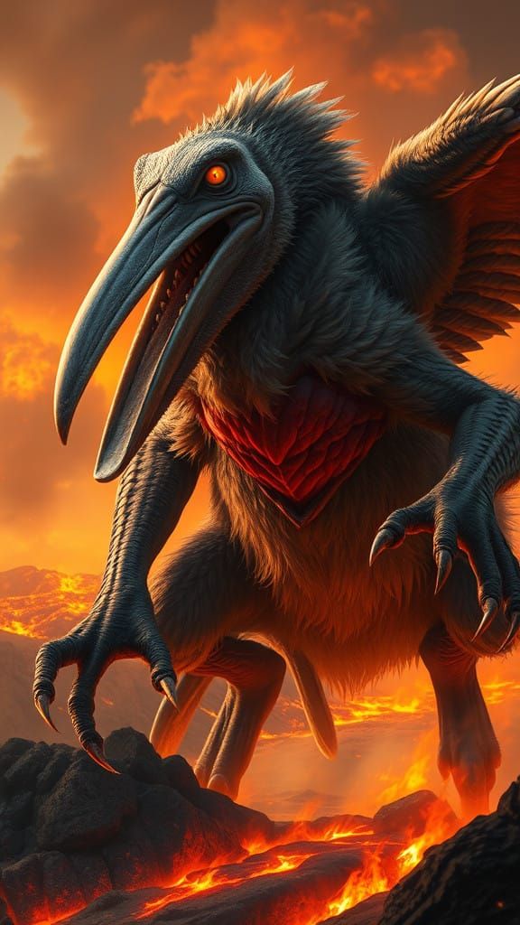 Nightmarish Creature Emerges from Volcanic Depths,... - AI Art