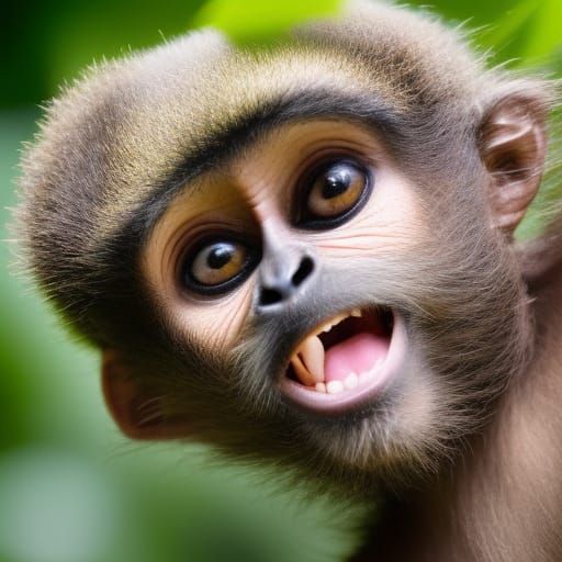 photograph portrait of an excited screaming gibbon - AI Generated ...