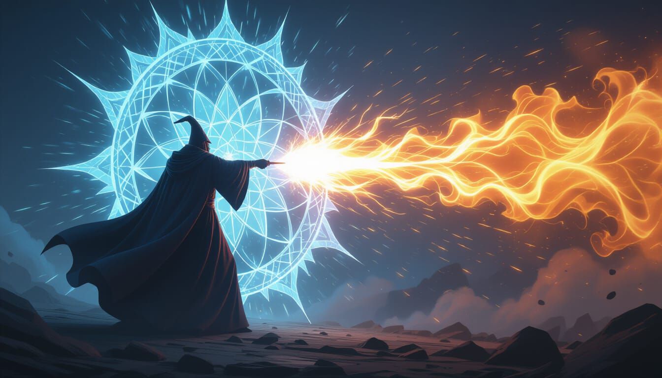 attack and defense - Wizard Deflects Magic with Hexagonal Sh...