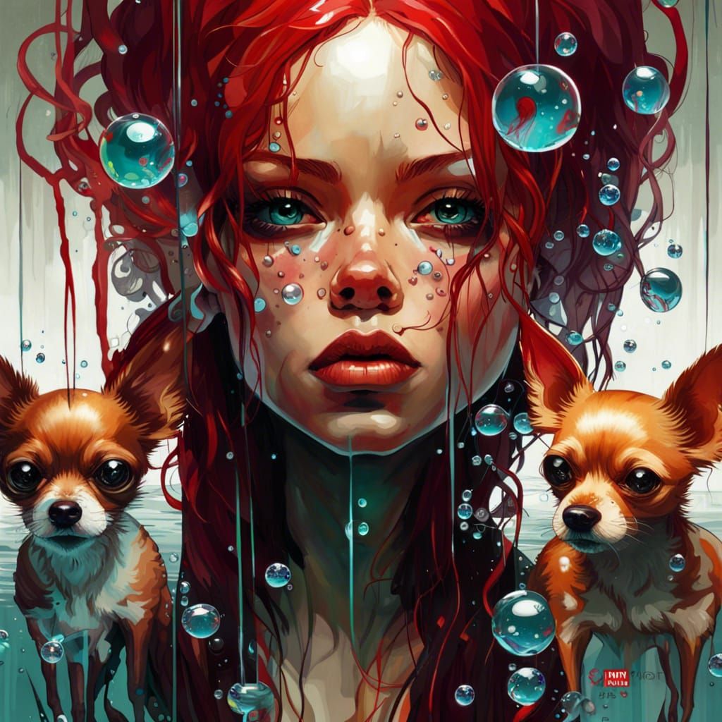 Two Dogos and bubbles - AI Generated Artwork - NightCafe Creator