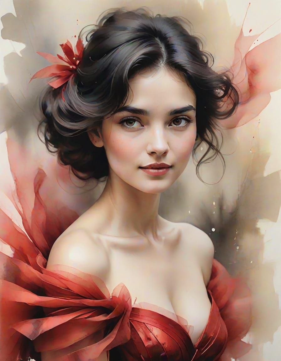 Woman in red dress - Woman in red dress