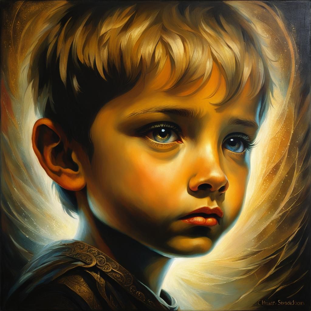 Golden portrait of a boy #1 - AI Generated Artwork - NightCafe Creator