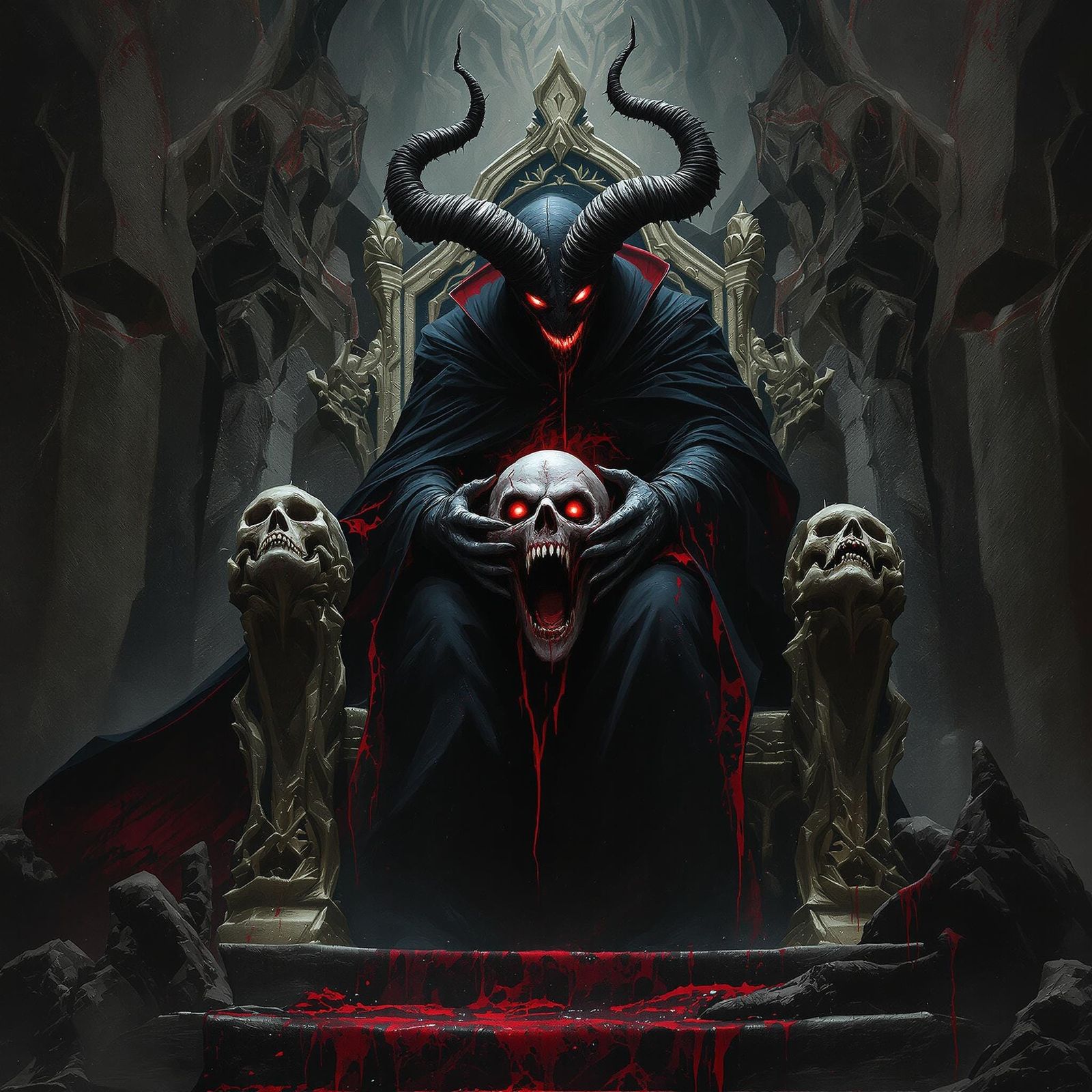 crowned the new Devil, black celebration, descending to the throne ...