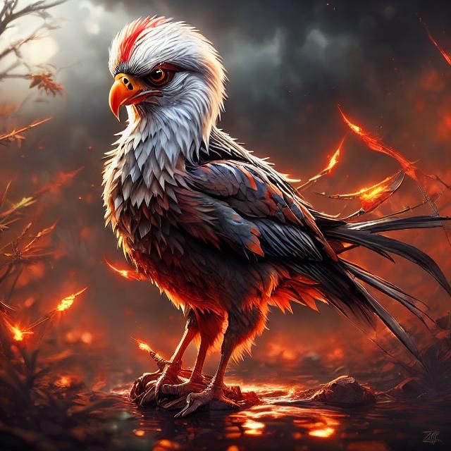 Secretary Bird made out of red and orange flowers - AI Generated ...