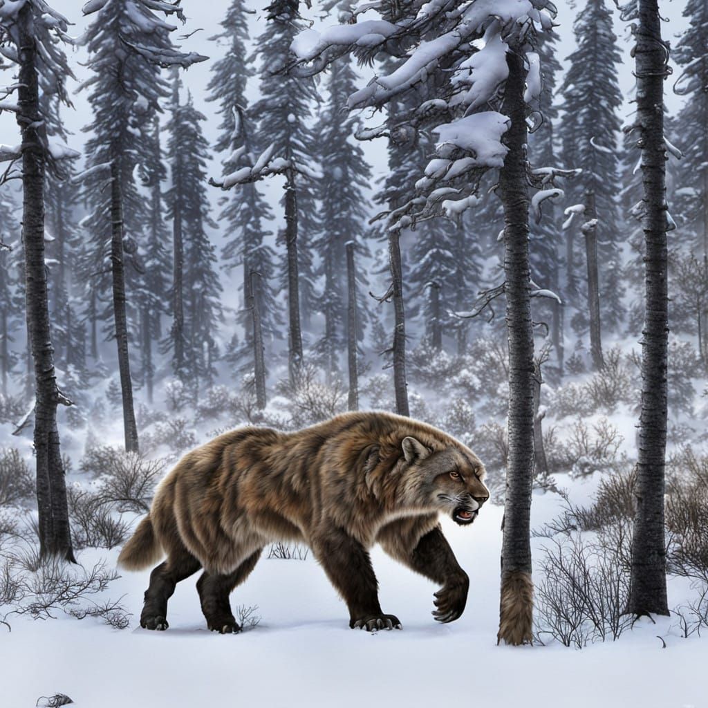 Sabertooth hunting in the tundra - Prehistoric Sabertooth S...