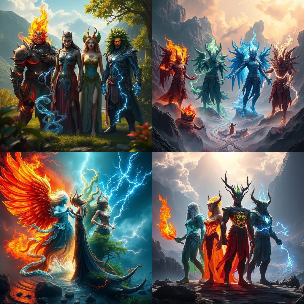 Elemental Warriors - Fantastical Elemental Warriors in Intri...