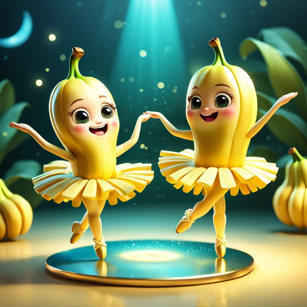 Chibi Banana Ballerinas - AI Generated Artwork - NightCafe Creator
