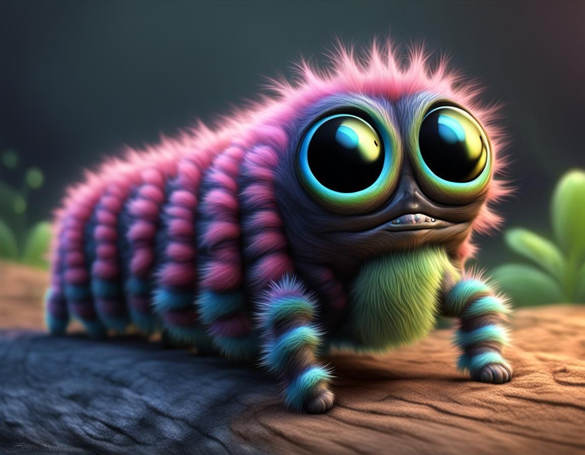 ALIEN PET - striped baby furry Alien caterpillar pet - AI Generated ...
