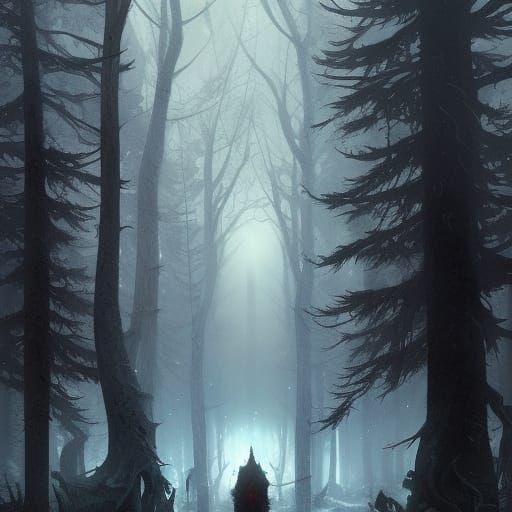 horror forest snowy a masterpiece, 8k resolution, dark fantasy concept ...