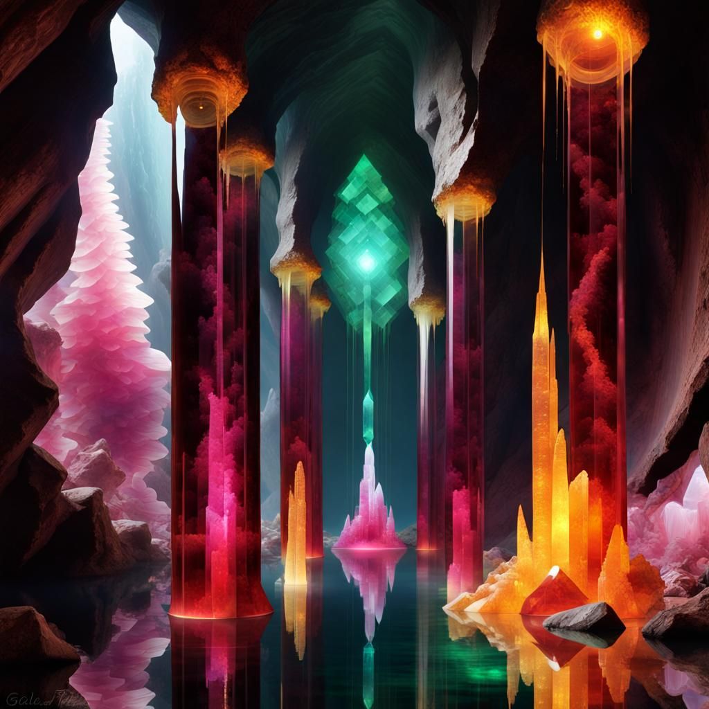 Mad scientist crystal cave lab - AI Generated Artwork - NightCafe Creator