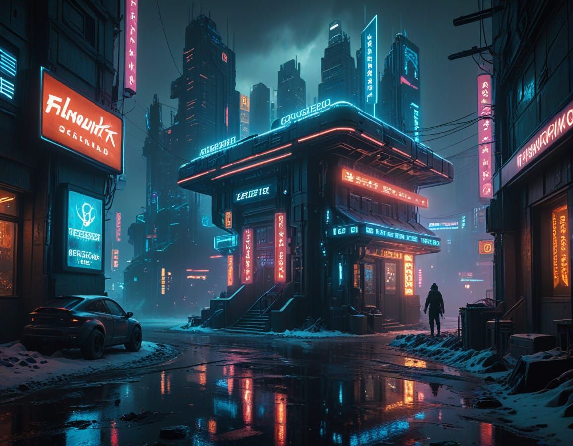 Solarpunk Winter Fairy Wonderland in Cyberpunk 209... - AI Art