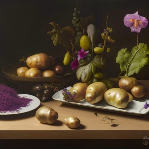 Still life with potatoes - AI Generated Artwork - NightCafe Creator