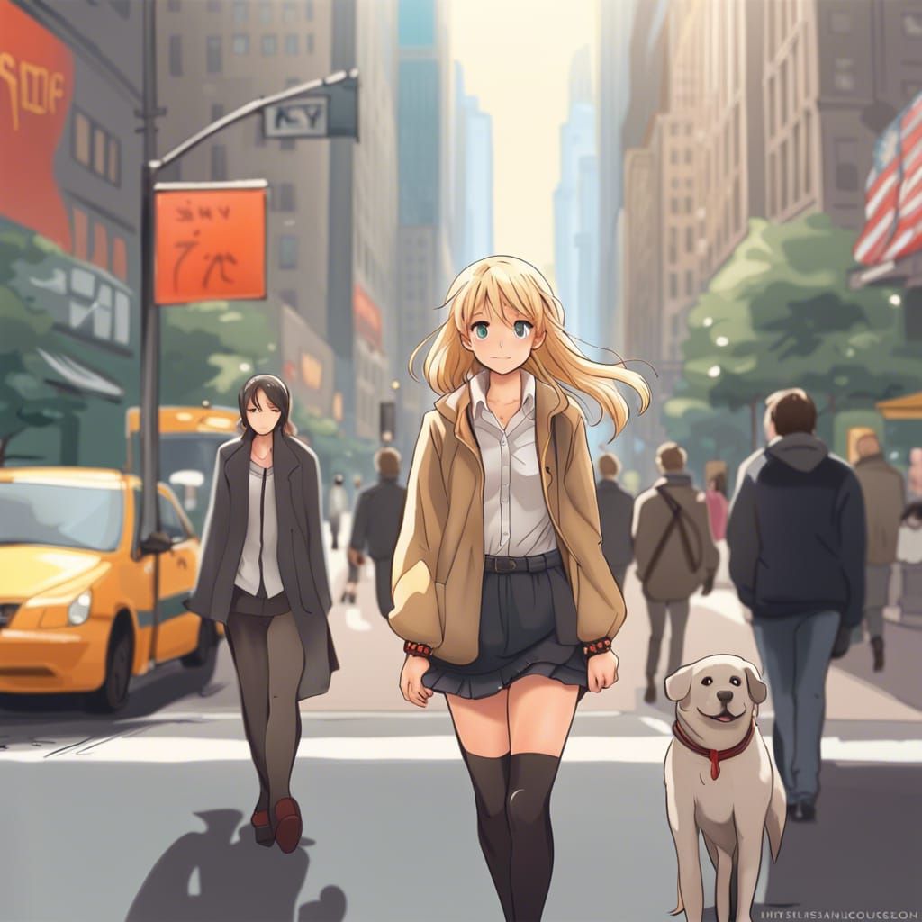 Cute girl walking in NYC - AI Generated Artwork - NightCafe Creator