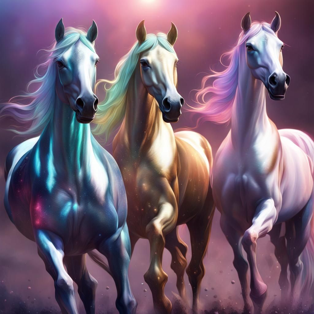 colorful metallic shining Fashion Star Fillies horses colored in a ...