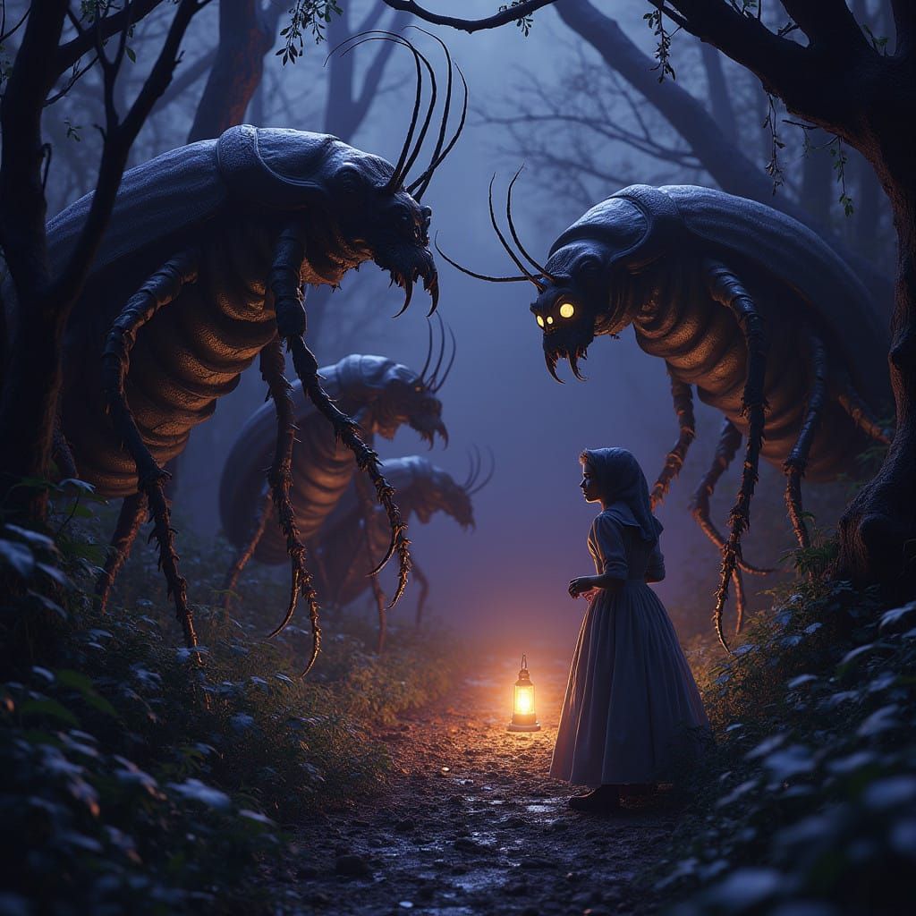 Dark Fantasy Farm of Fearsome Cockroaches - AI Art