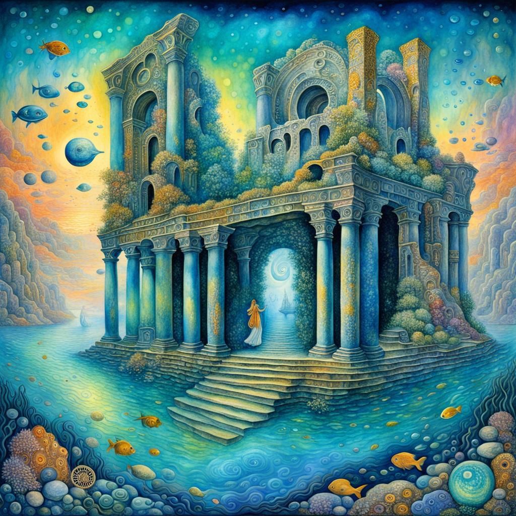 The underwater ruins of Atlantis turquoise-surrealism , Josephine Wall ...