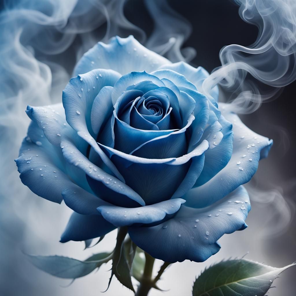 Blue Smoke Rose - AI Generated Artwork - NightCafe Creator