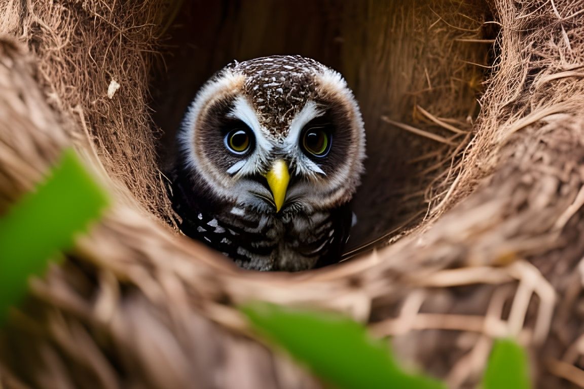 Baby owl nesting in a coconut - AI Generated Artwork - NightCafe Creator