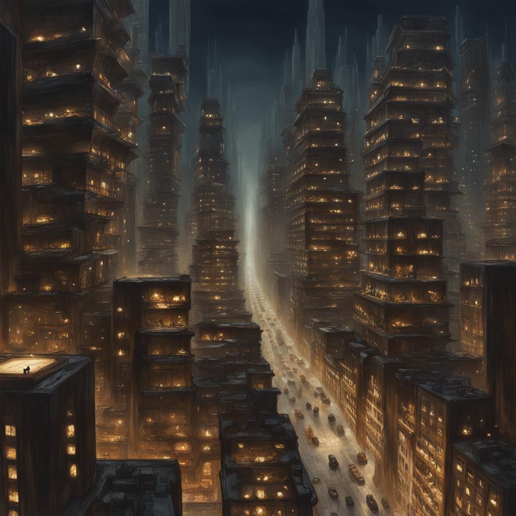Endlessly labyrinthian modern city at night - AI Generated Artwork ...