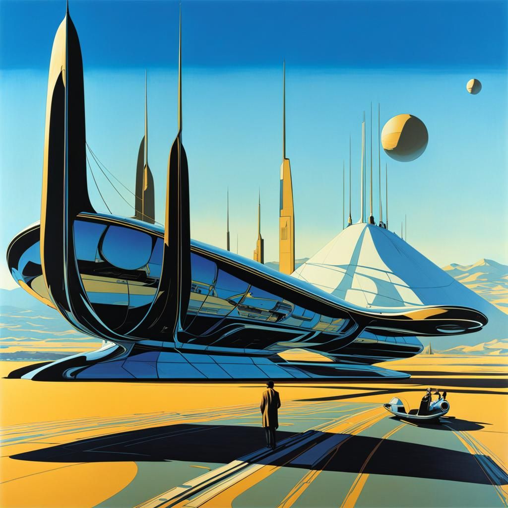 16k resolution, art by Syd Mead and Salvador Dali, line art, advanced ...