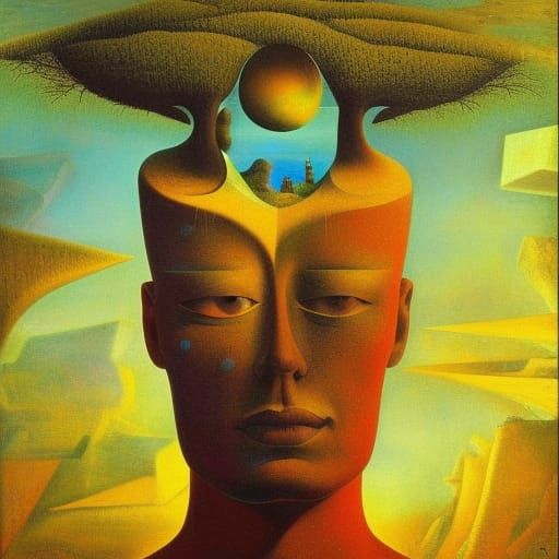 double exposure, superimposition of head and tree perfectly blended ...