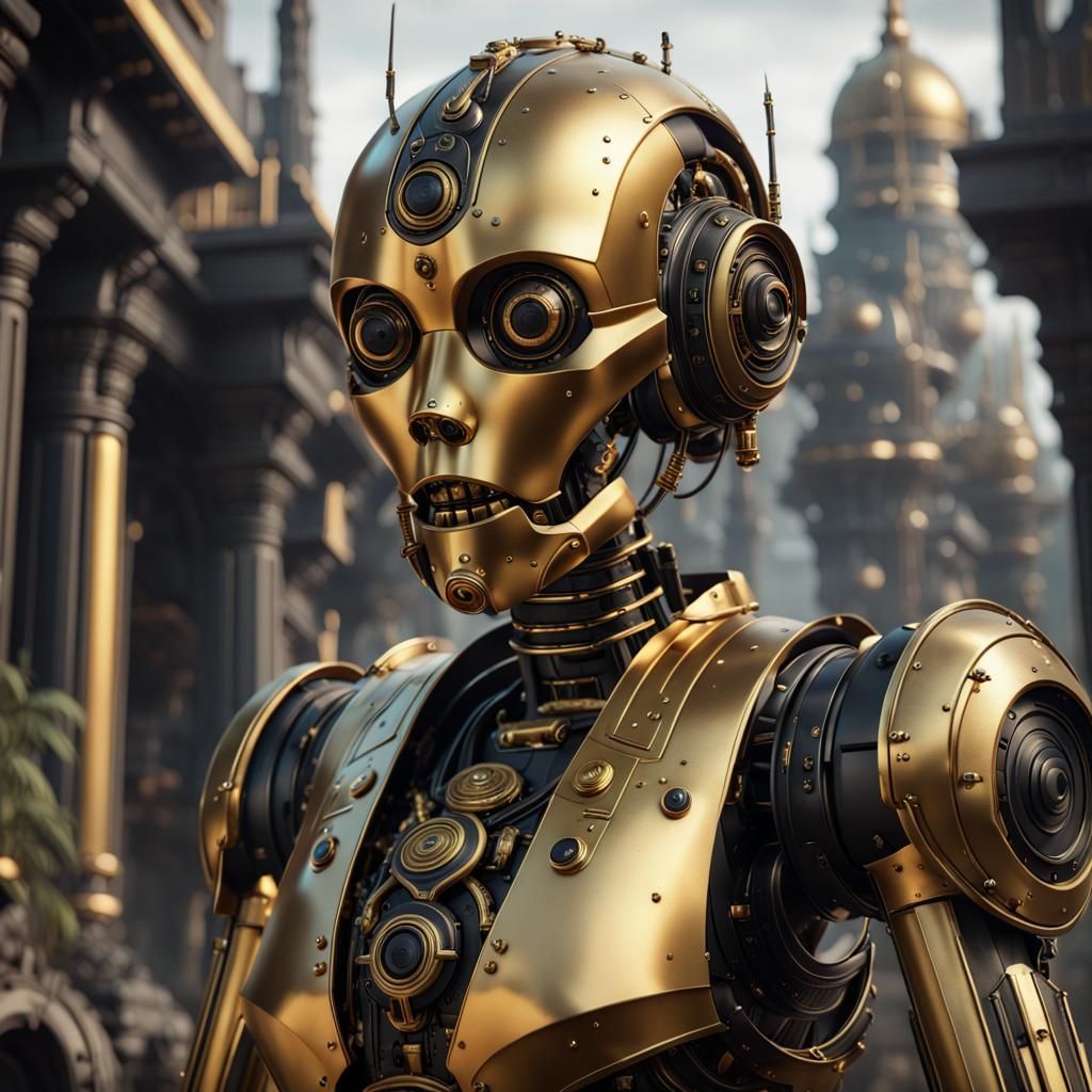 Black and gold droid - AI Generated Artwork - NightCafe Creator
