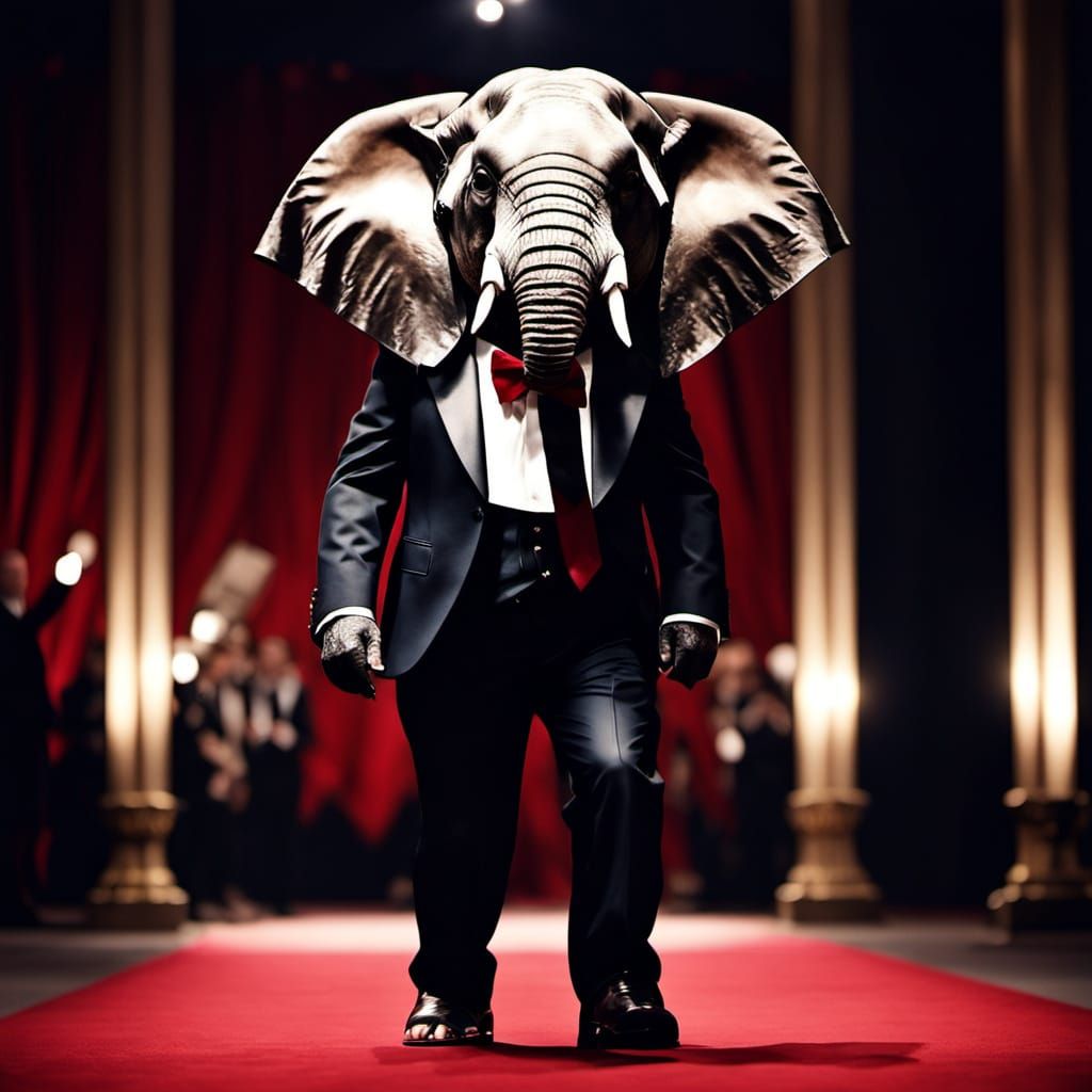 Animals Walking the Red Carpet - Elegant Elephant in Tuxedo ...