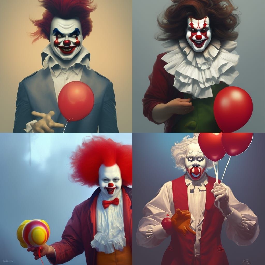Clowns and balloons - AI Generated Artwork - NightCafe Creator