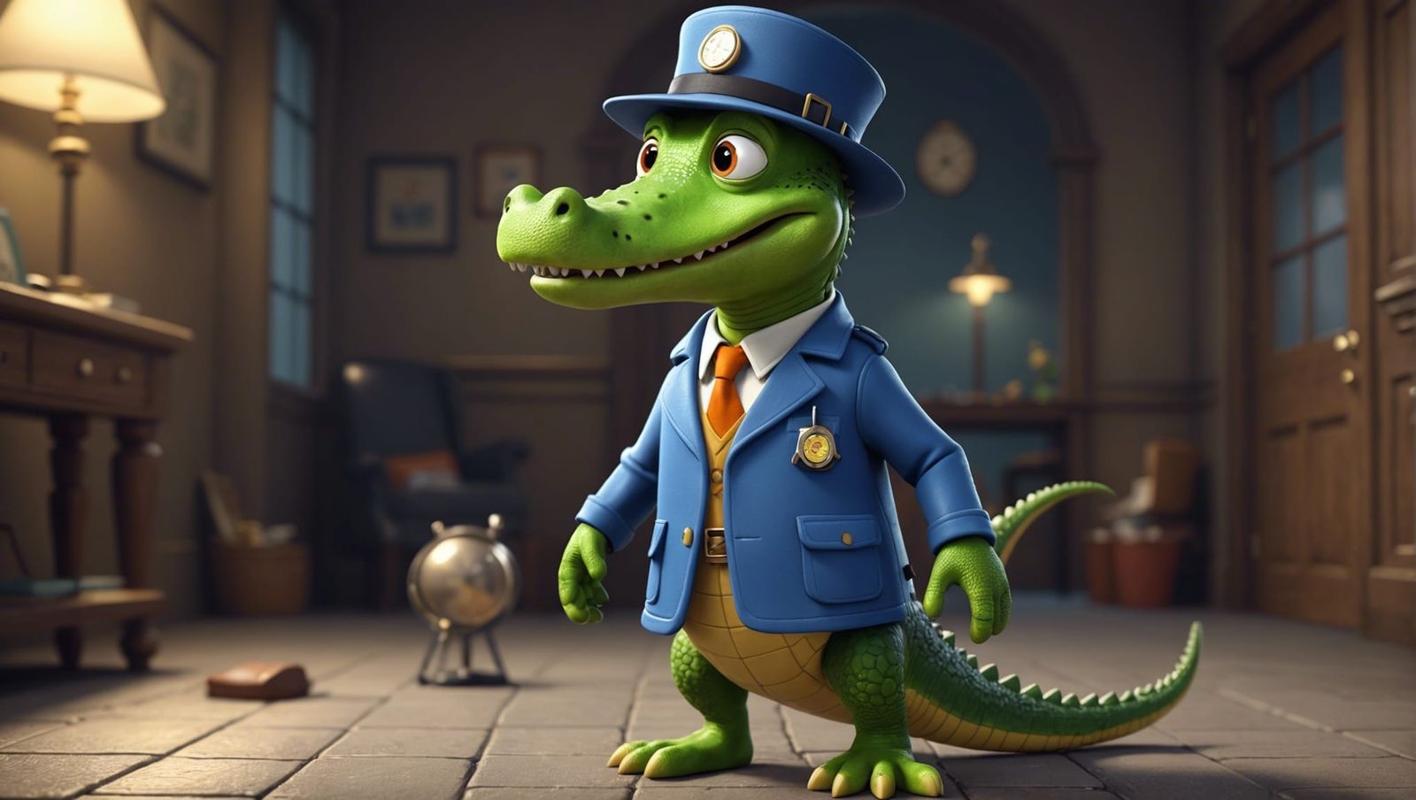 Cute CGI Cartoon of an alligator dressed as inspector gadget - AI ...