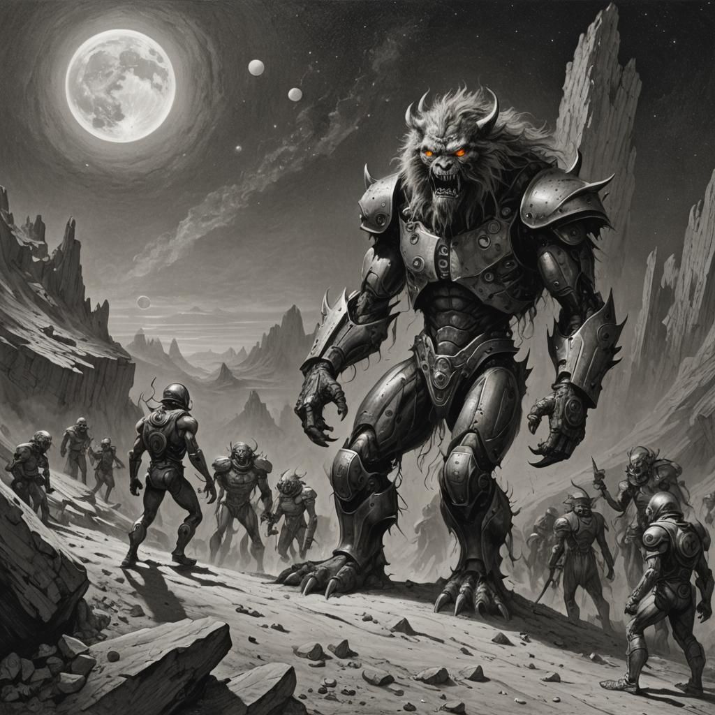 Robot Cavemen Sabretooth on Jupiter - AI Generated Artwork - NightCafe ...