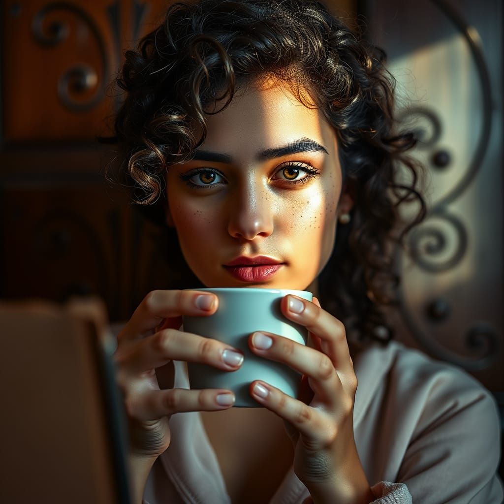 Hyper-Realistic Fine-Art Portrait of a Latina Woma... - AI Art