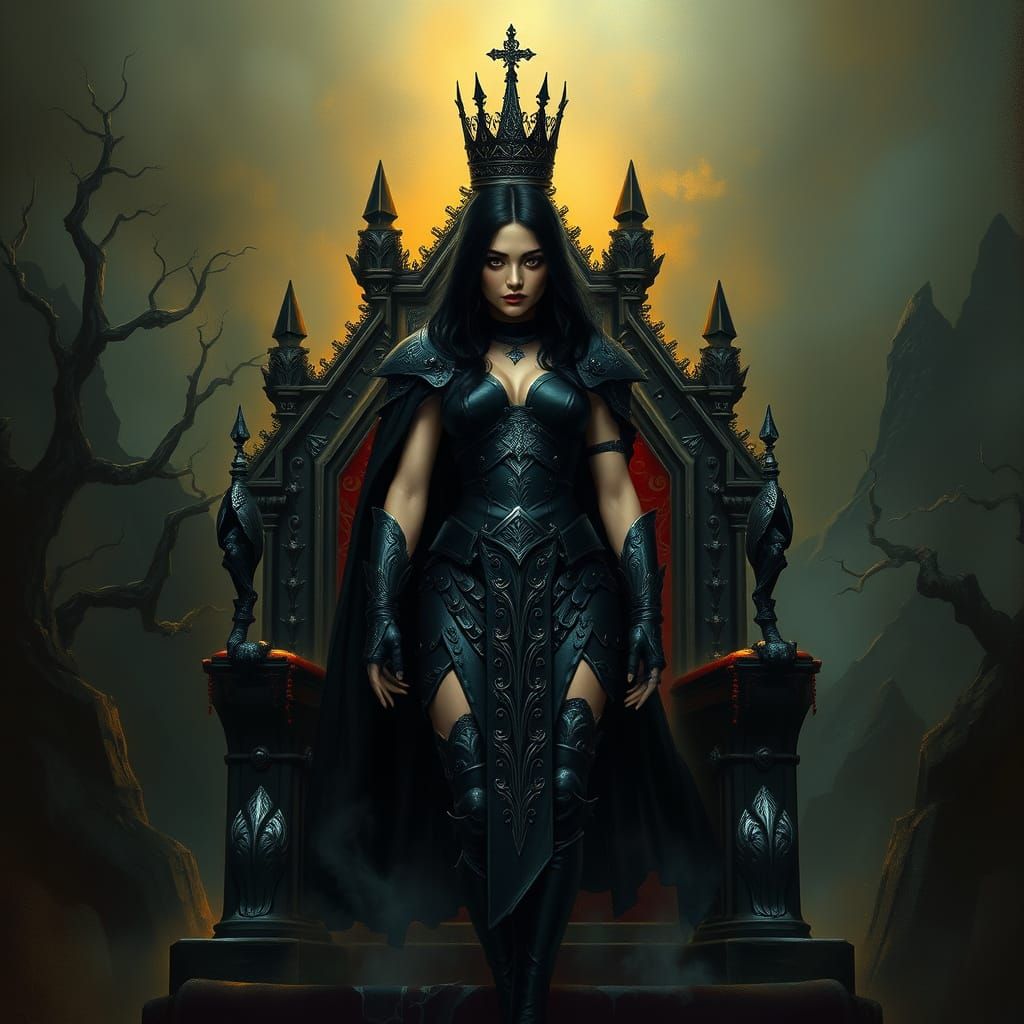 Regal Tyrant Queen Ruthless Reigns with Dark Ambit... - AI Art