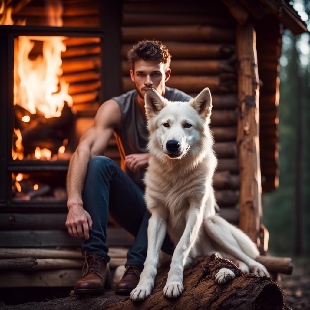 Log cabin bonfire - AI Generated Artwork - NightCafe Creator