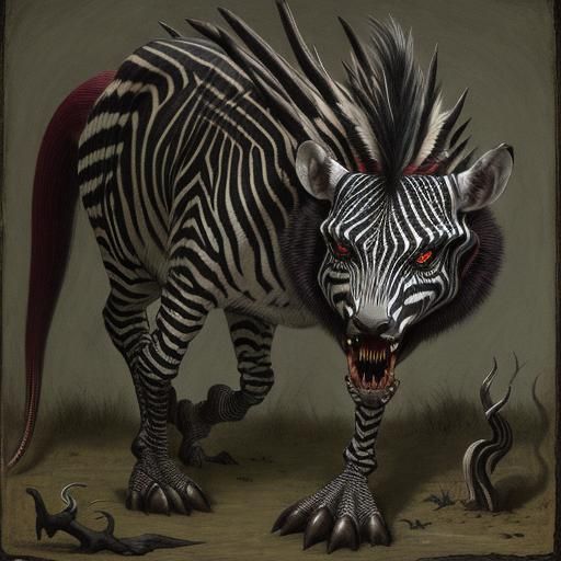 Sinister Zebra Monster in Dark Fantasy Art - AI Art