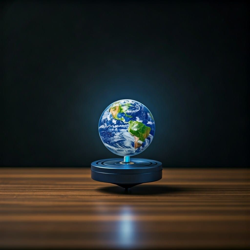 Earth in a Gyroscope Balance - AI Art