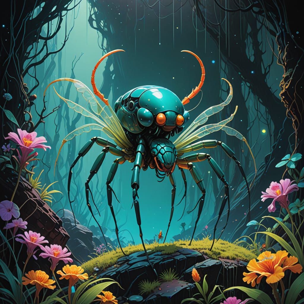 Ethereal Alien Creatures Inhabit Iridescent Exopla... - AI Art