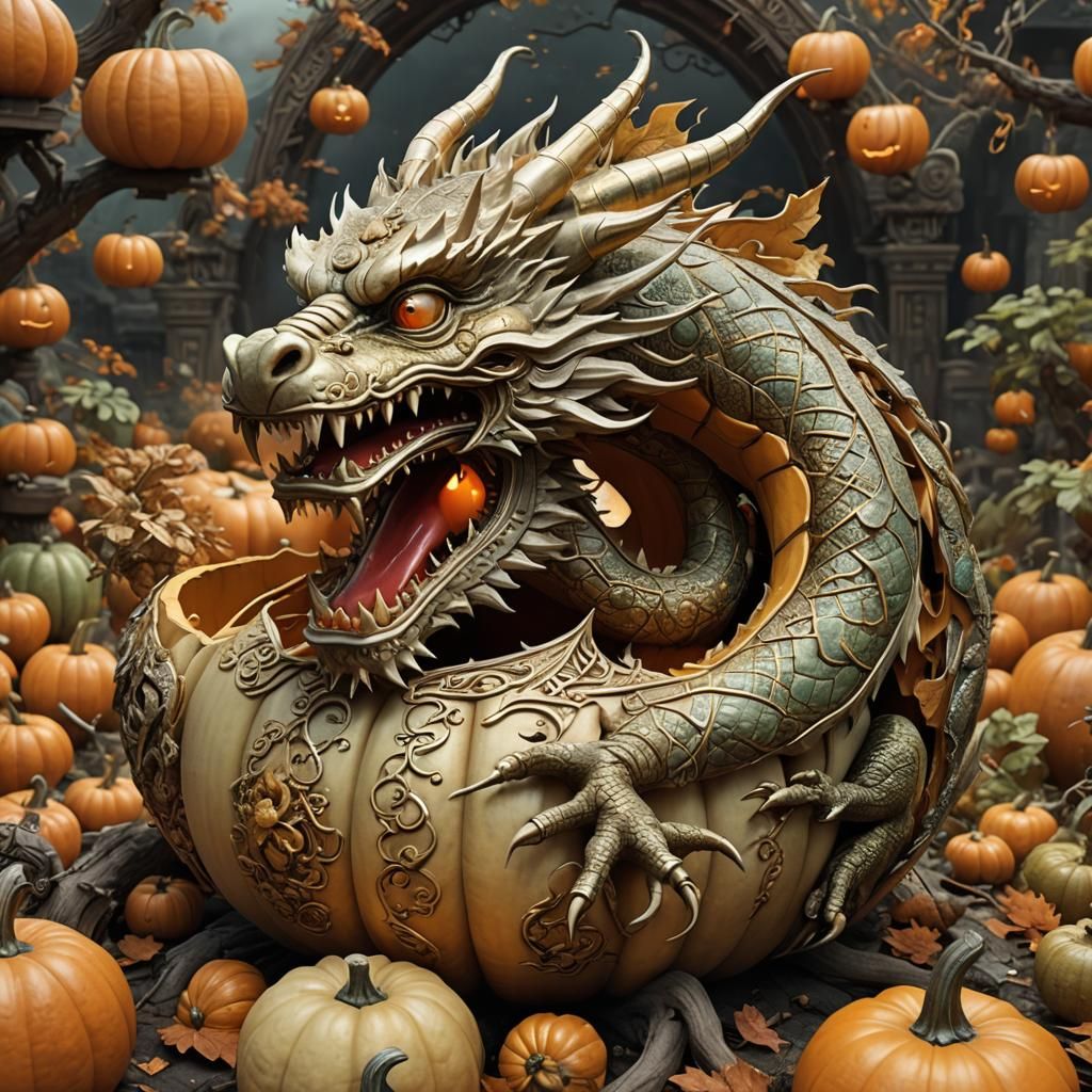 A Chinese Dragon Craft from a Pumpkin - AI Generated Artwork ...