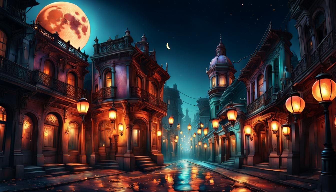 Under the rising moon - AI Generated Artwork - NightCafe Creator