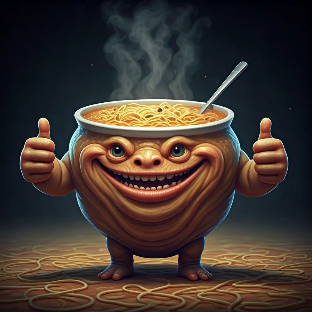 Chicken Noodle Soup Monster Giving Two Thumbs Up