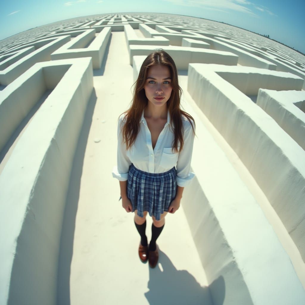 Time for a new path - Fisheye Portrait of a Young Woman in a...